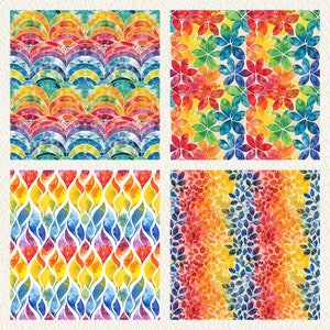 Rainbow Batik Pattern Seamless Digital Papers - Printable Scrapbook ...