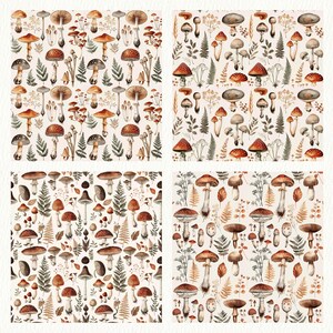 Fall Forest Fungus Pattern Seamless Digital Papers - Printable ...