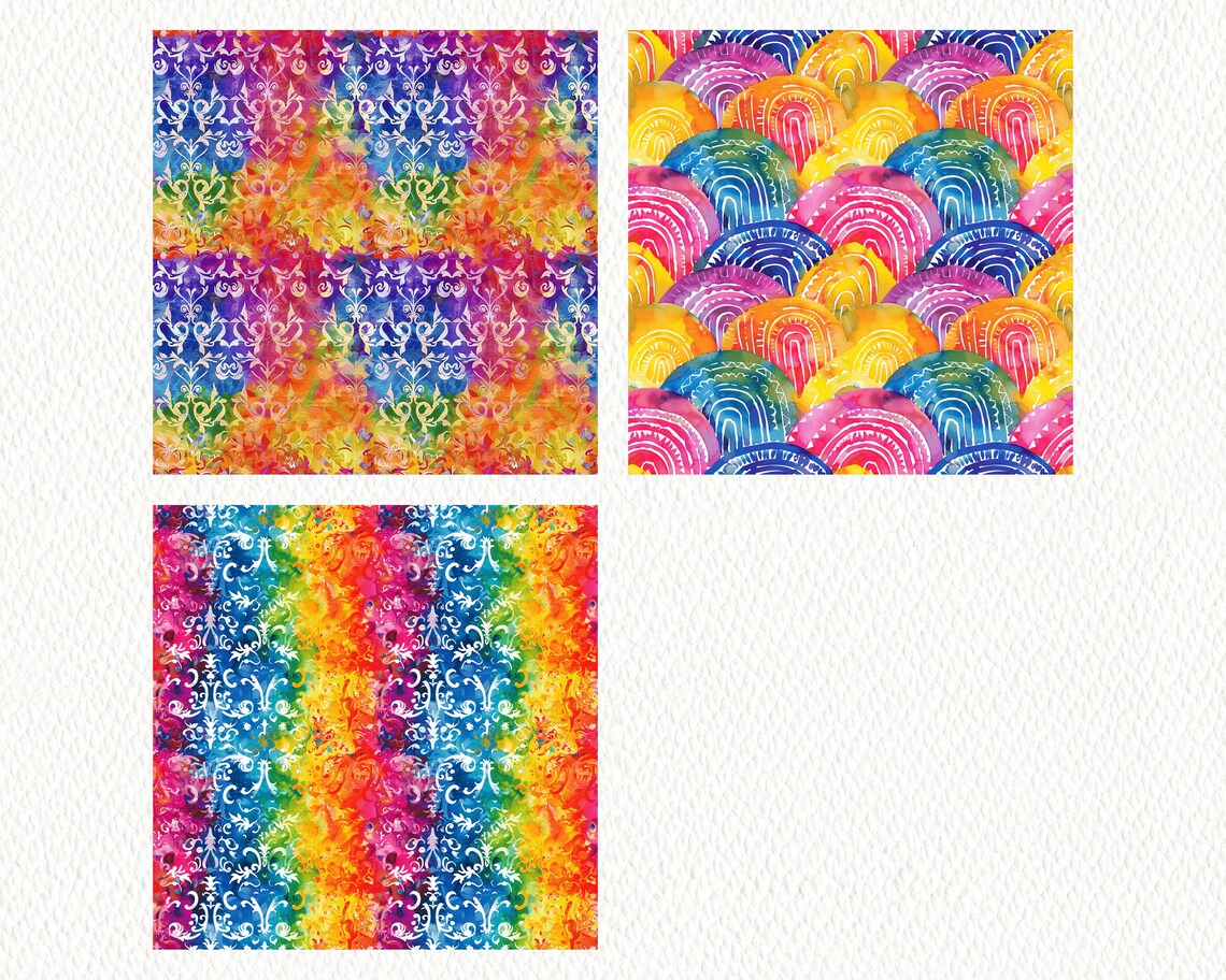 Rainbow Batik Pattern Seamless Digital Papers - Printable Scrapbook ...