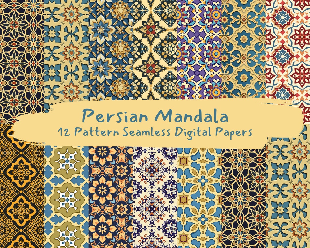 Persian Mandala Pattern Seamless Digital Papers - Printable Scrapbook ...