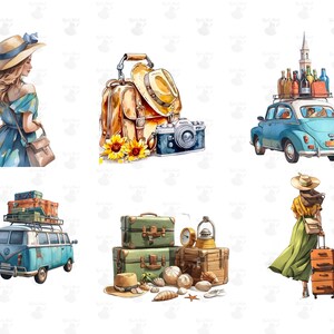 Watercolor Travel Printable Clipart, Png Format, Transparent Background ...