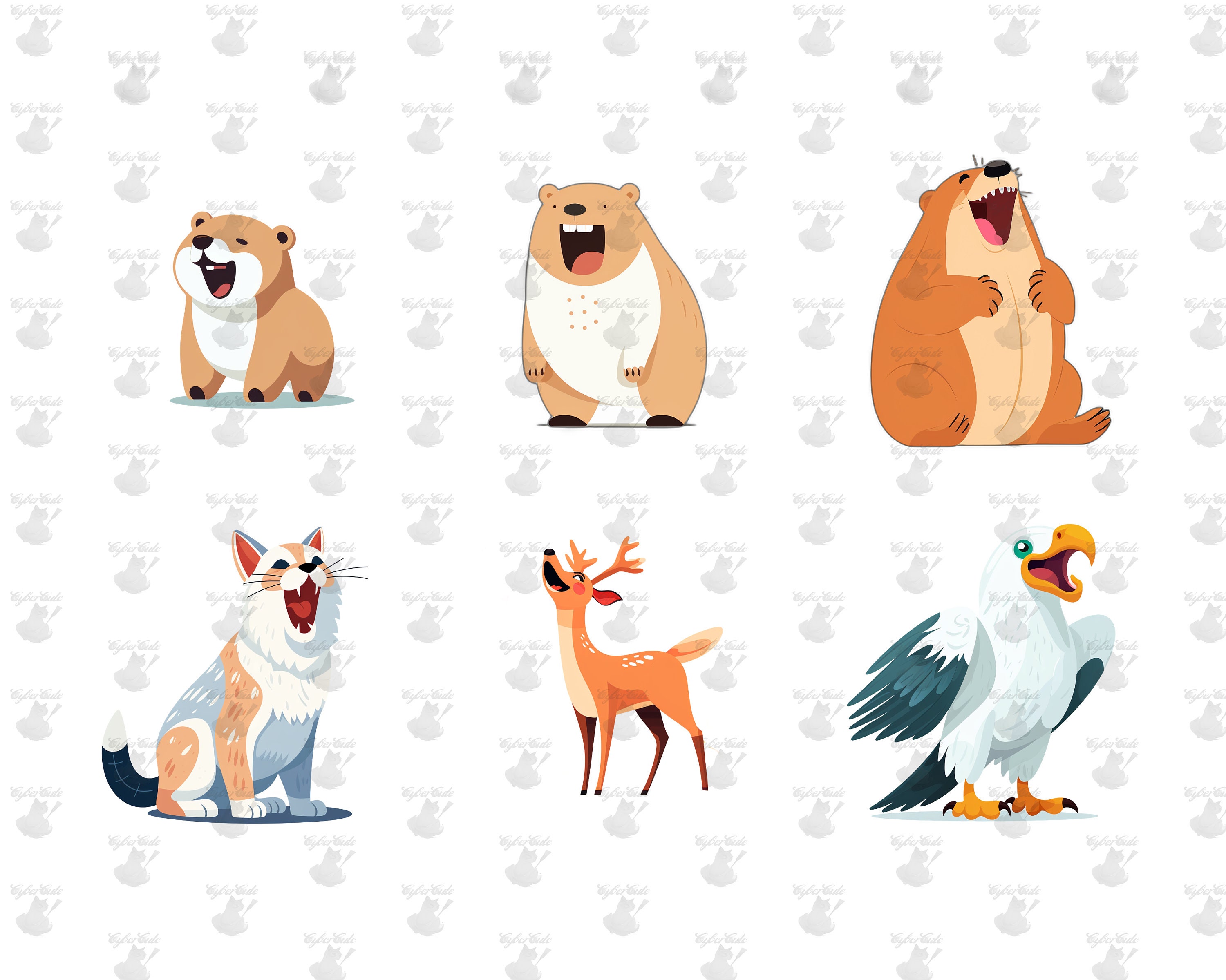 Woodland Animals, Digital Clip Art Graphics in PNG Format Transparent ...