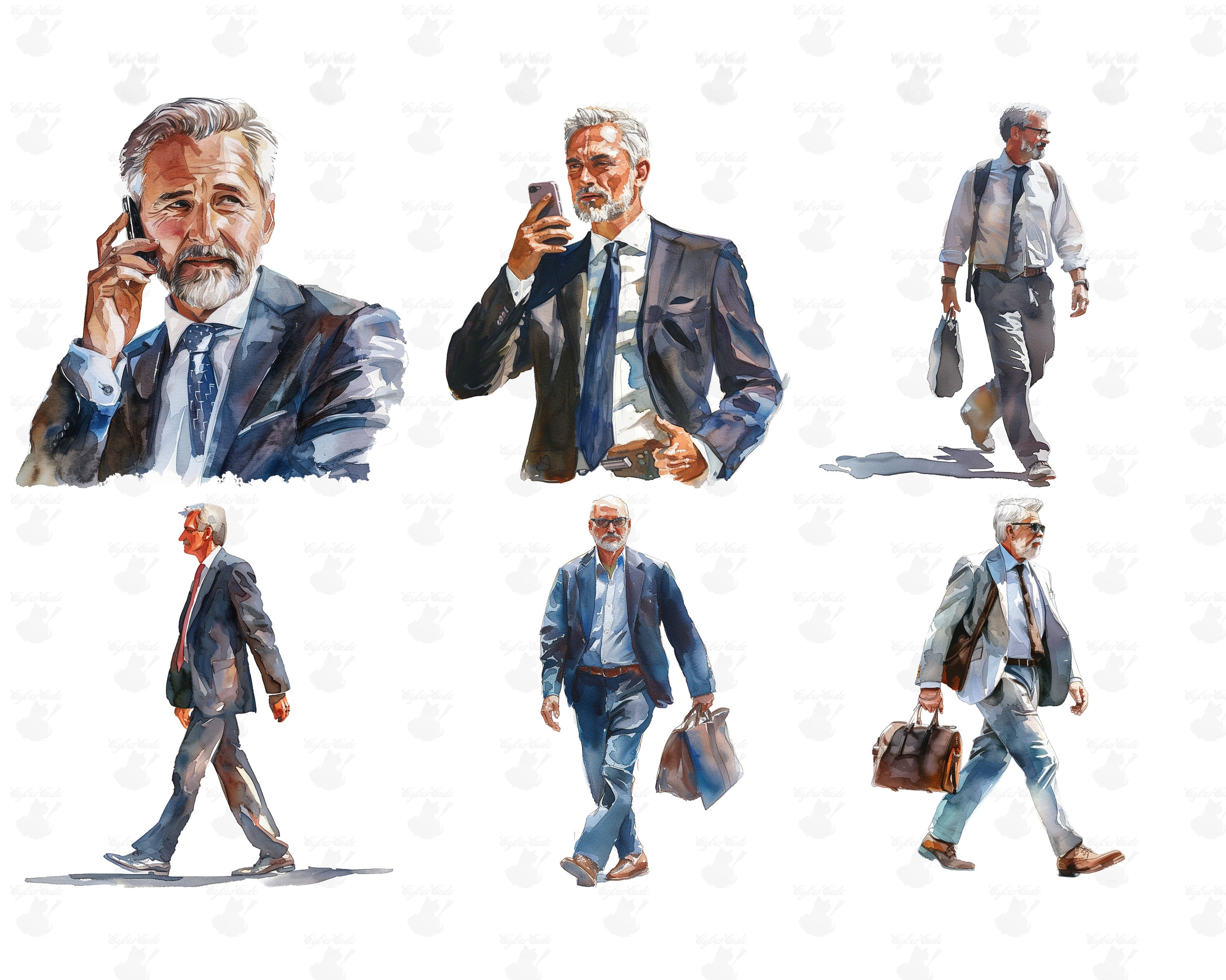 Business Man Digital Printable Clipart Bundle in PNG Format Transparent ...