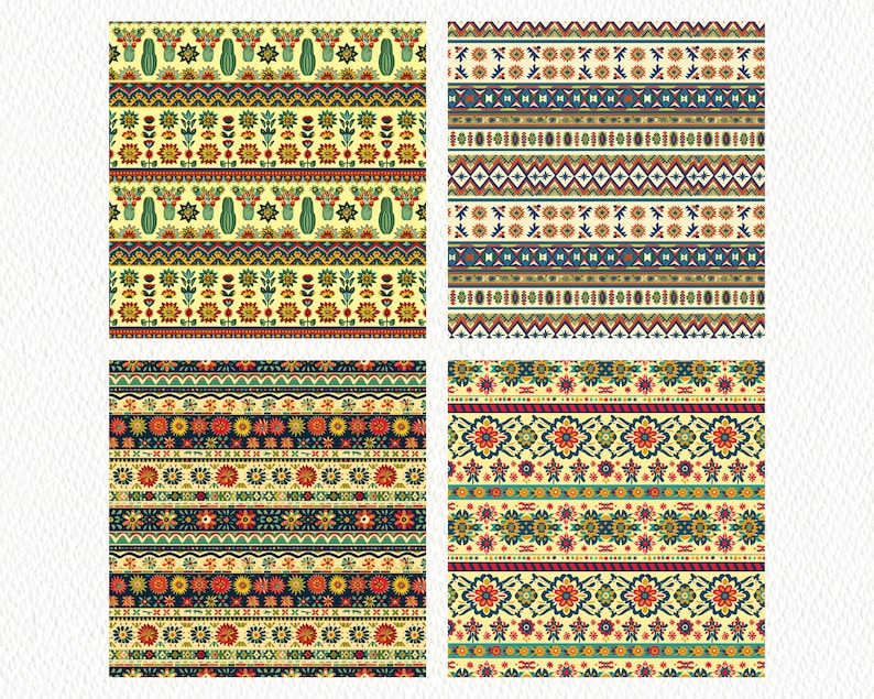 Mexican Border Pattern Seamless Digital Papers - Printable Scrapbook ...