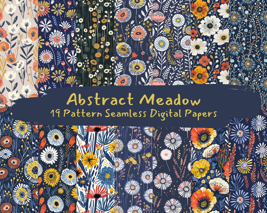 Abstract Meadow Pattern Seamless Digital Papers - Printable Scrapbook ...