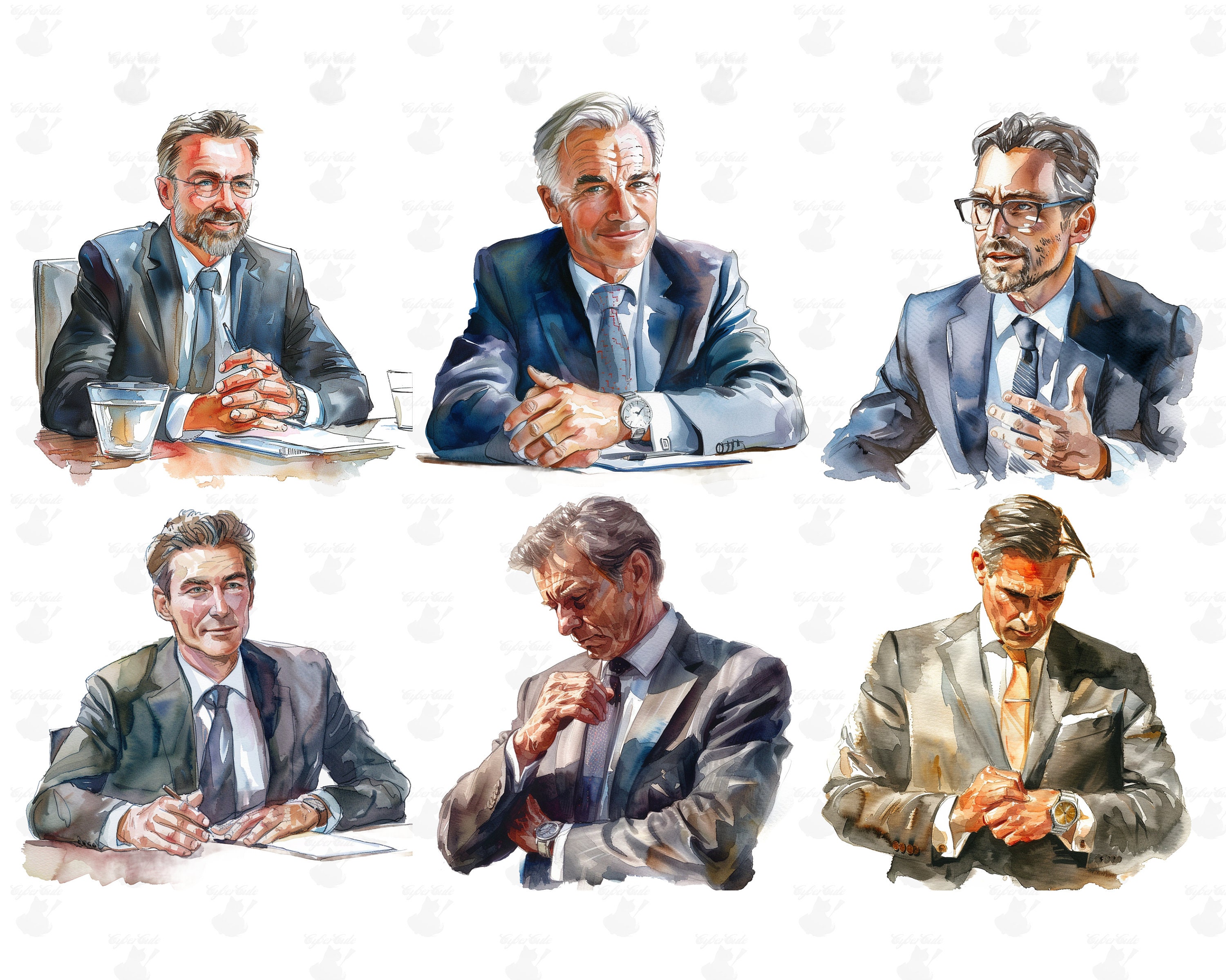Business Man Digital Printable Clipart Bundle in PNG Format Transparent ...