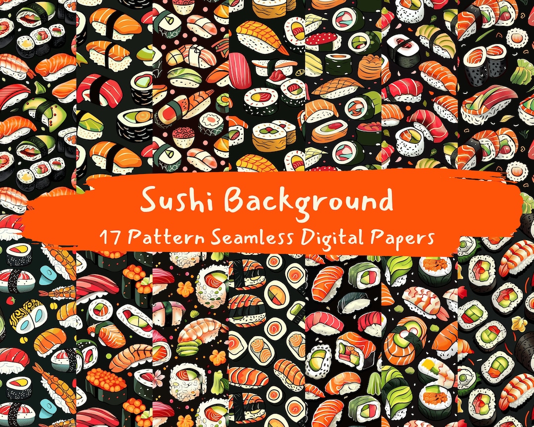 Sushi Background Pattern Seamless Digital Papers - Printable Scrapbook ...