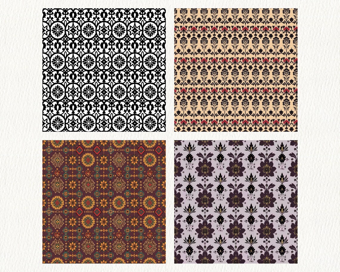 Renaissance Ornament Pattern Seamless Digital Papers - Printable ...