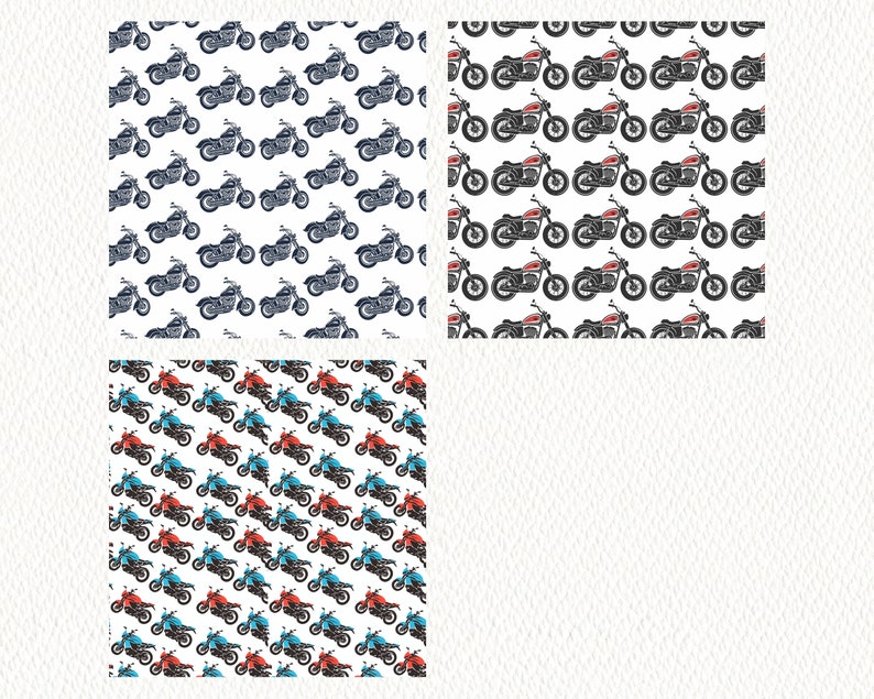 Motorcycle Pattern Seamless Digital Papers - Printable Scrapbook Paper ...