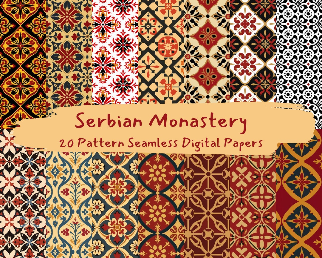Serbian Monastery Pattern Seamless Digital Papers - Printable Scrapbook ...