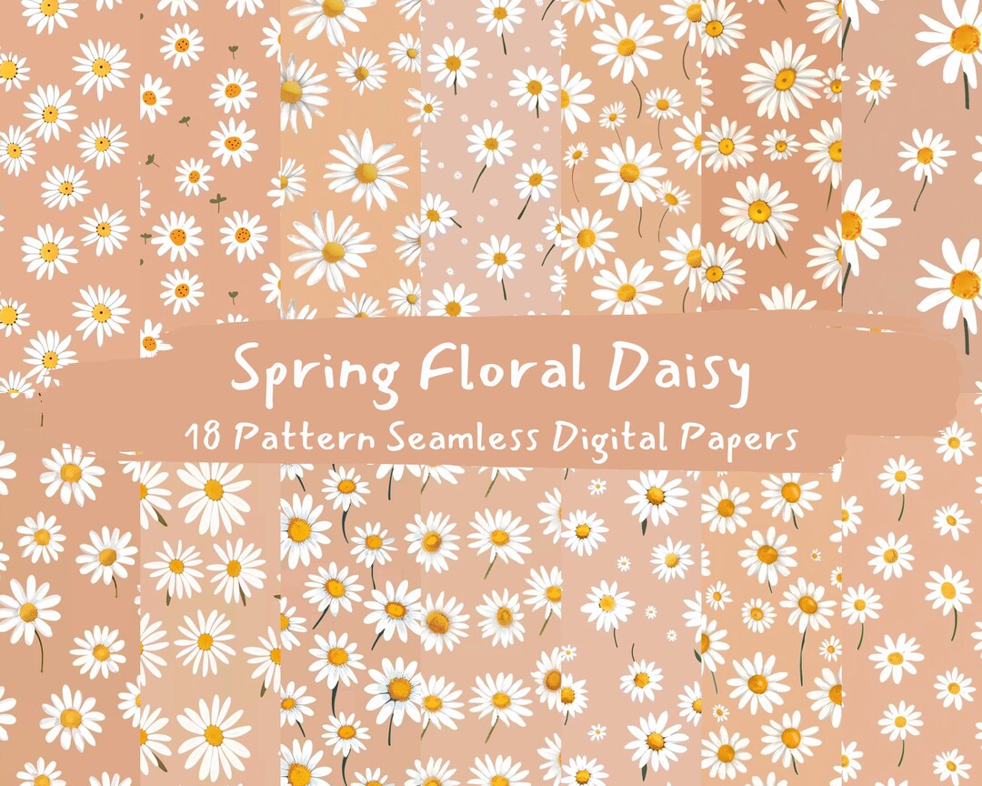 Spring Floral Daisy Pattern Seamless Digital Papers - Printable ...