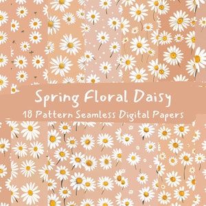 Spring Floral Daisy Pattern Seamless Digital Papers - Printable ...