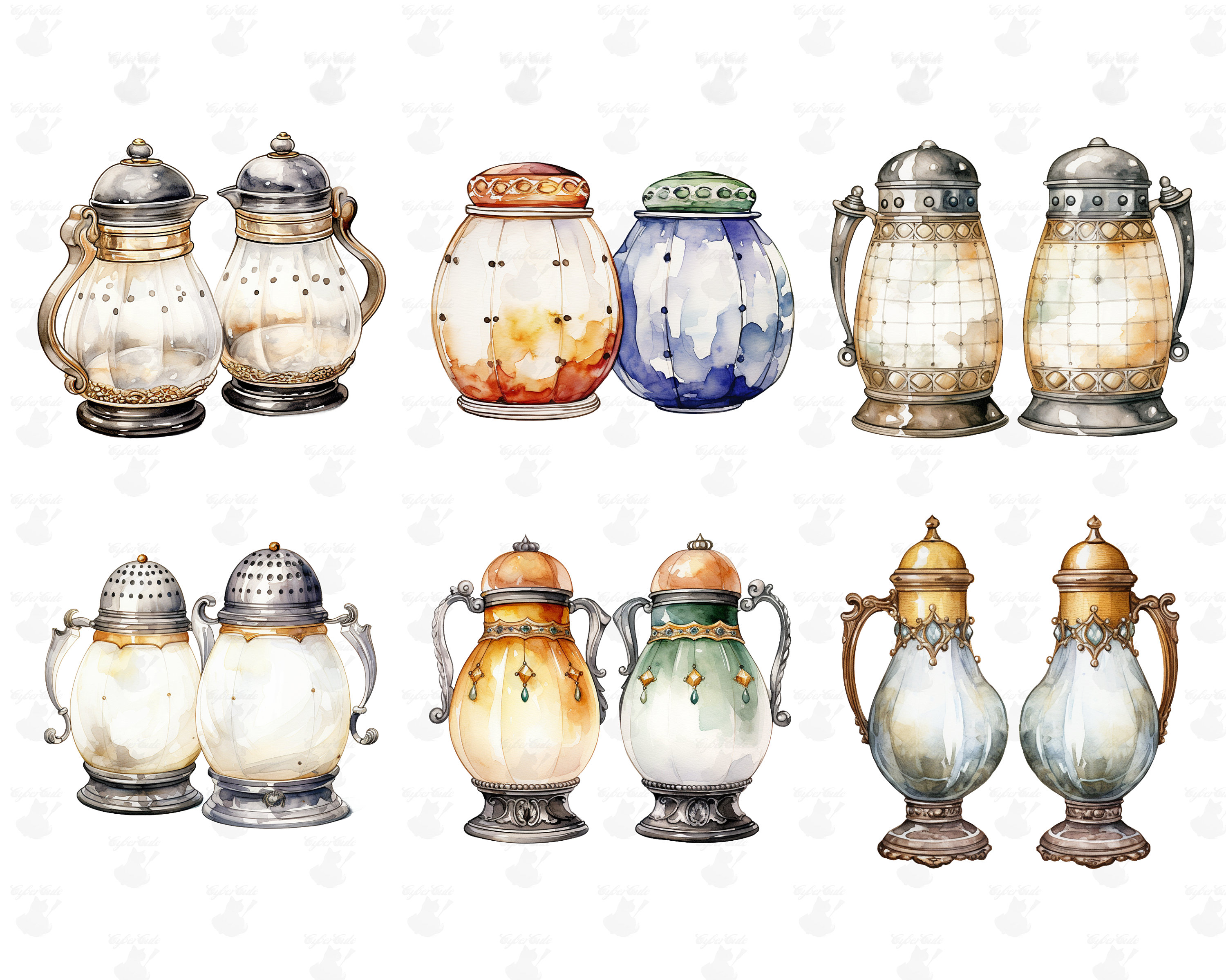 Salt and Pepper Shaker Digital Printable Clip Art Graphics in - Etsy