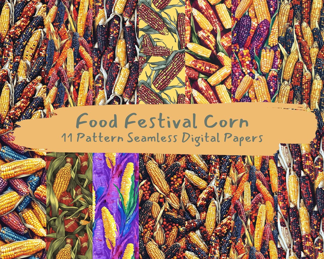 Food Festival Corn Pattern Seamless Digital Papers - Printable ...