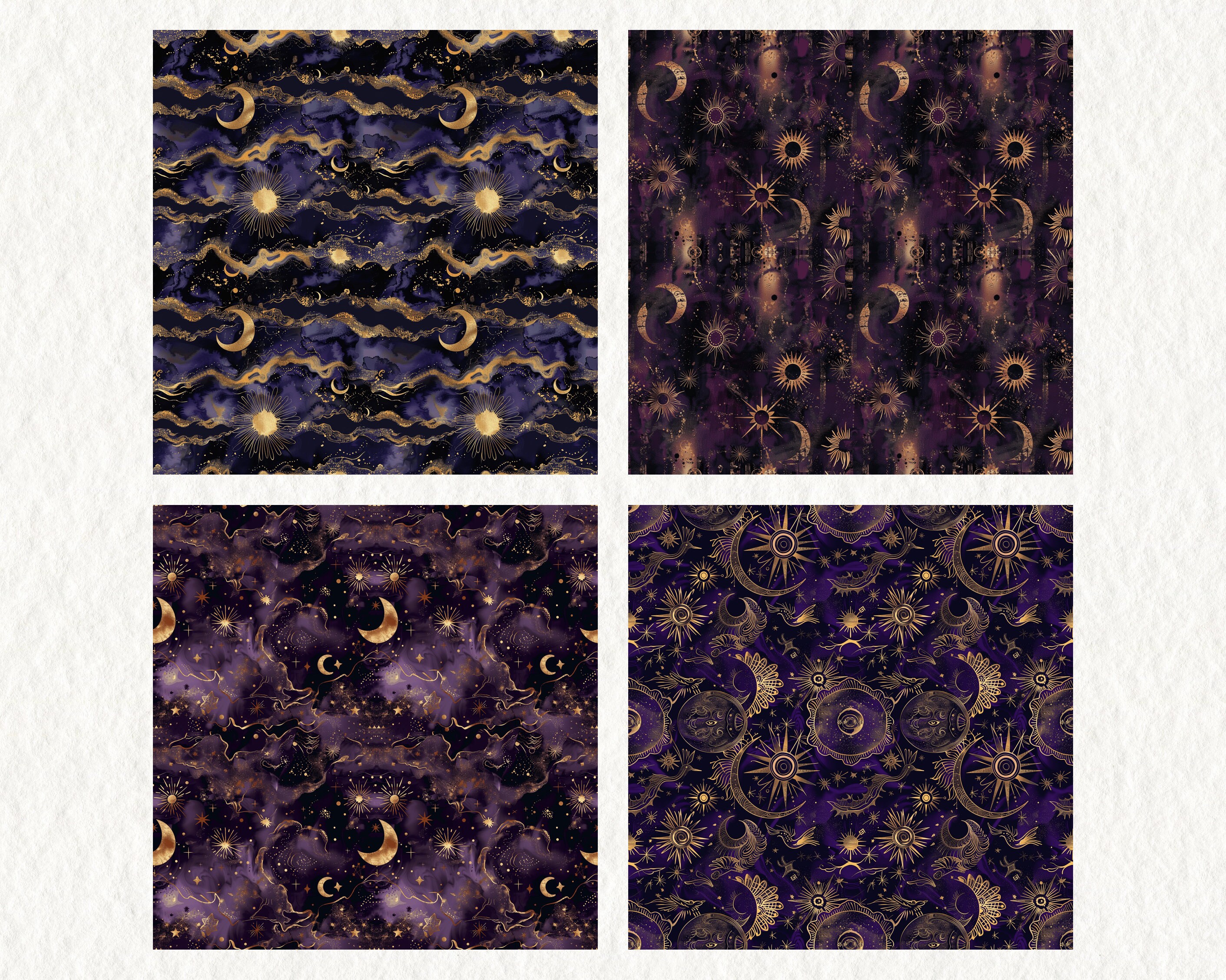 Mystic Celestial Pattern Seamless Digital Papers Printable Scrapbook Paper Instant Download ...