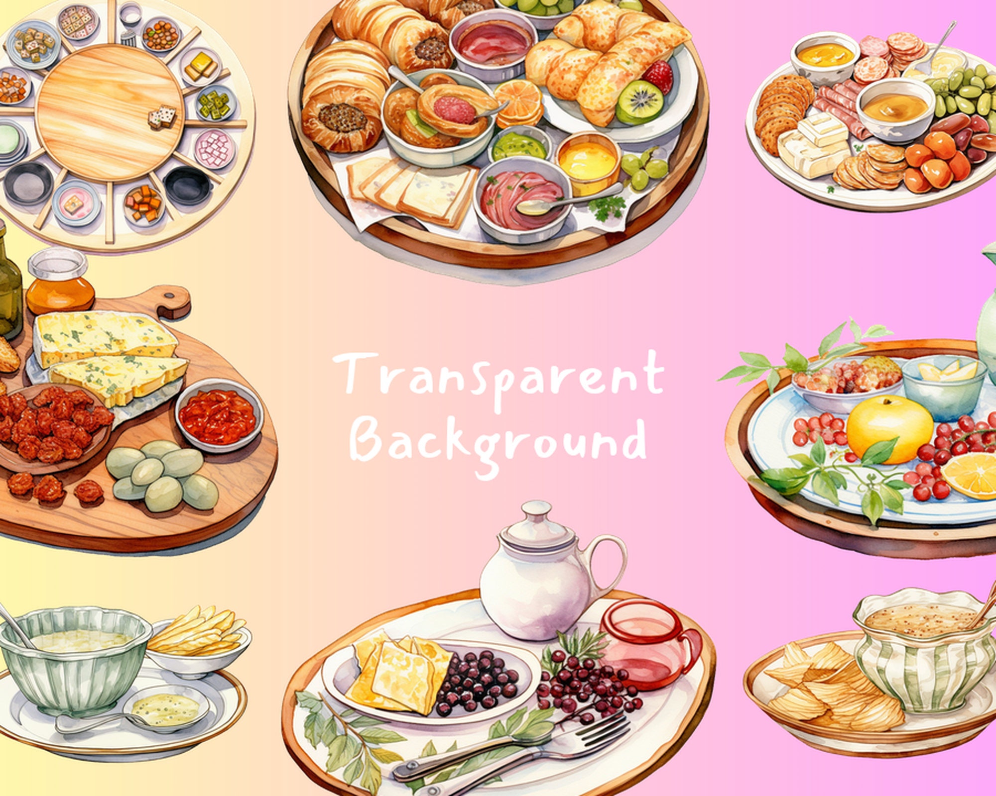 Snack Time Digital Printable Clipart Bundle in PNG Format Transparent ...