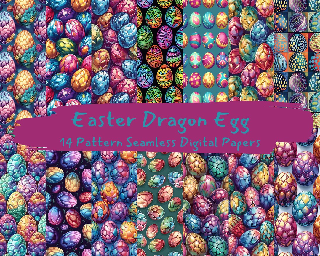 Easter Dragon Egg Pattern Seamless Digital Papers - Printable Scrapbook ...