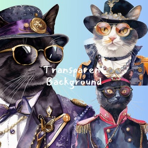Royal Cat Digital Printable Clipart Bundle in PNG Format Transparent ...