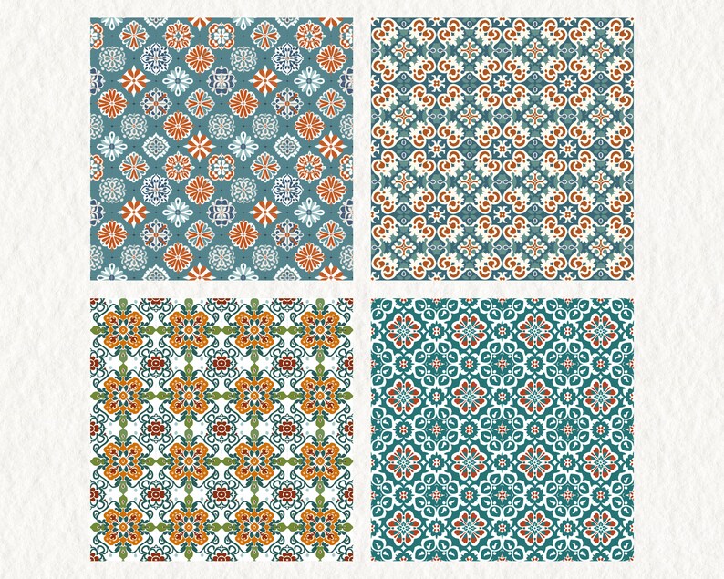 Portuguese Ceramic Tiles Pattern Seamless Digital Papers - Printable ...