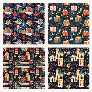 Christmas Square Pattern Seamless Digital Papers - Printable Scrapbook ...