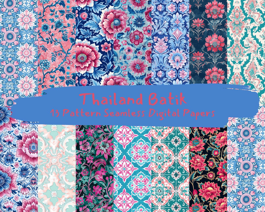 Thailand Batik Pattern Seamless Digital Papers - Printable Scrapbook ...