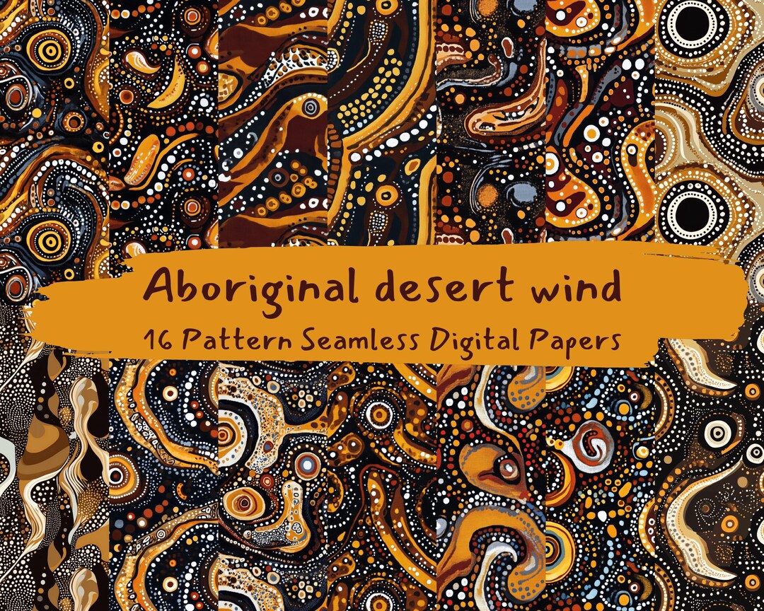Aboriginal Desert Wind Pattern Seamless Digital Papers - Printable ...
