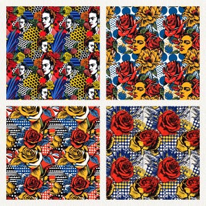 Kahlo Lichtenstein Pattern Seamless Digital Papers - Printable ...