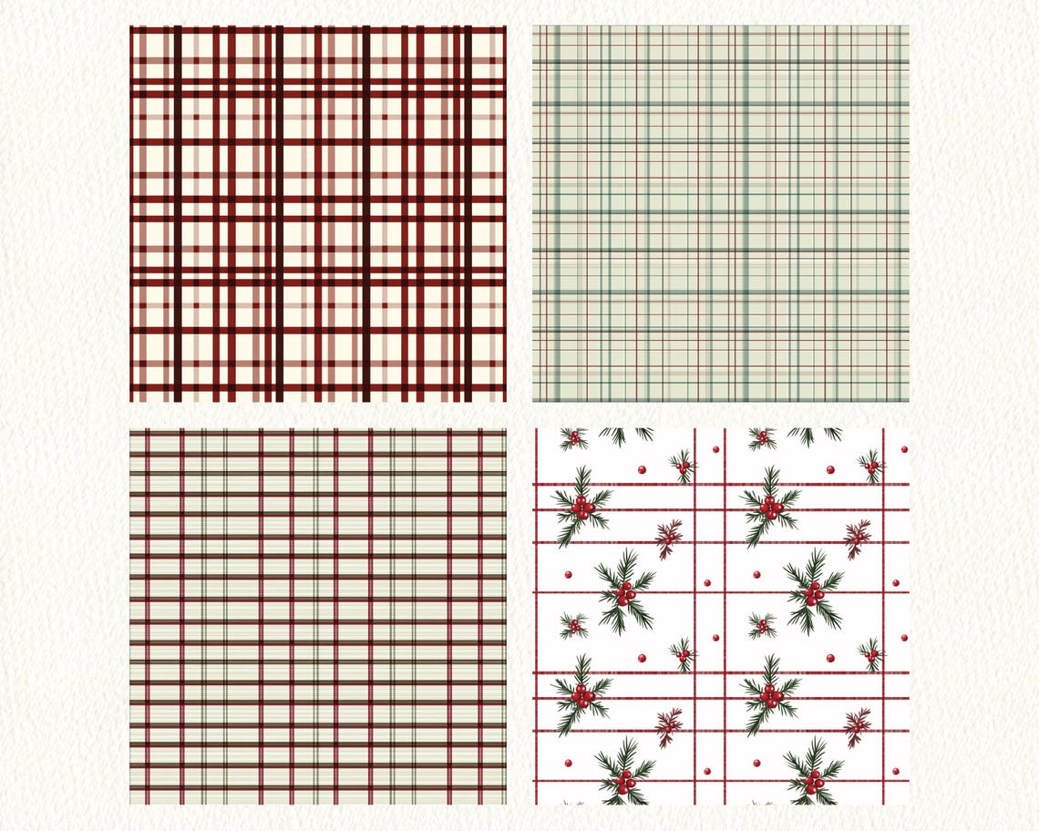 Mini Plaid Pattern Seamless Digital Papers - Printable Scrapbook Paper ...