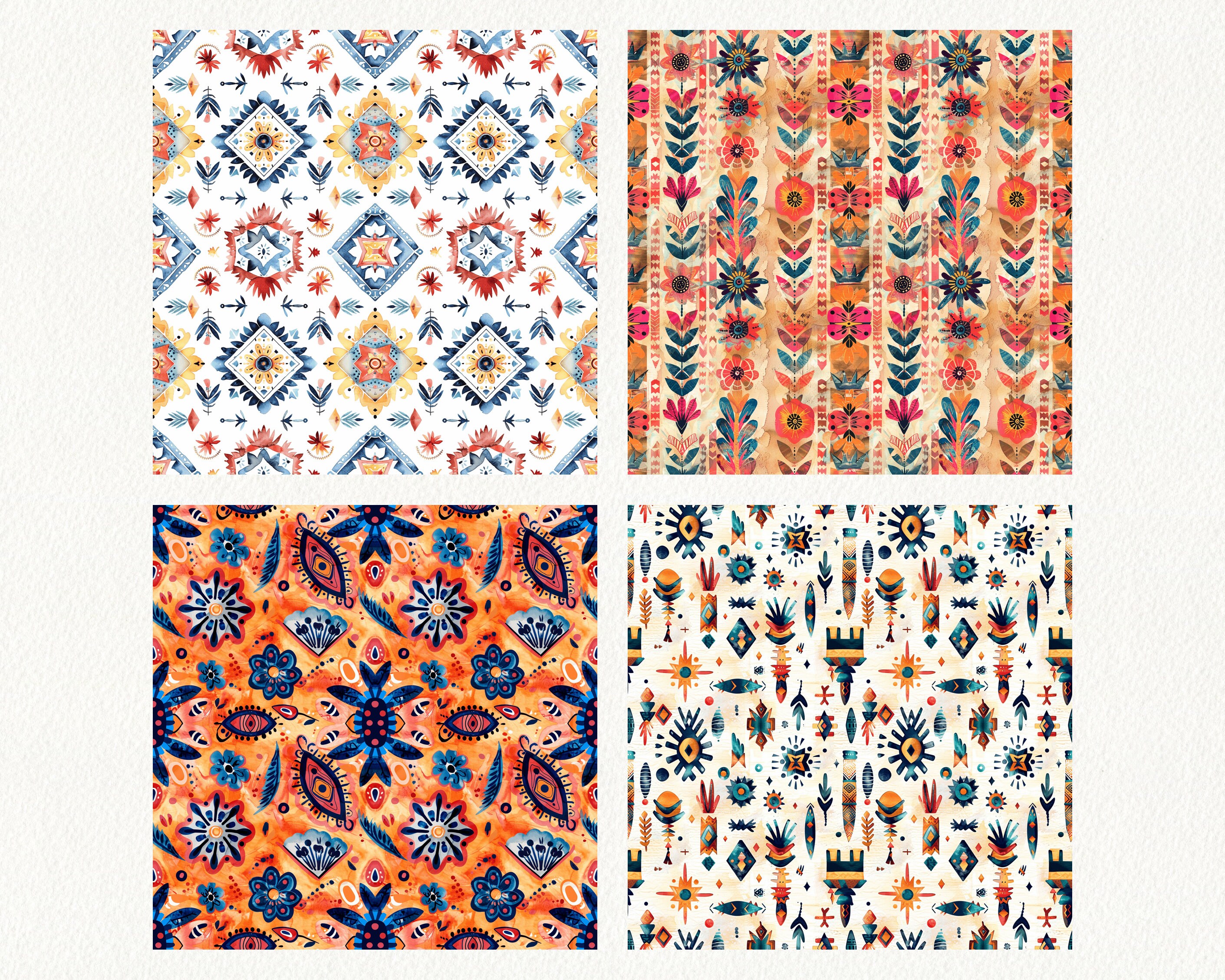 Ethnic Motifs Pattern Seamless Digital Papers - Printable Scrapbook ...