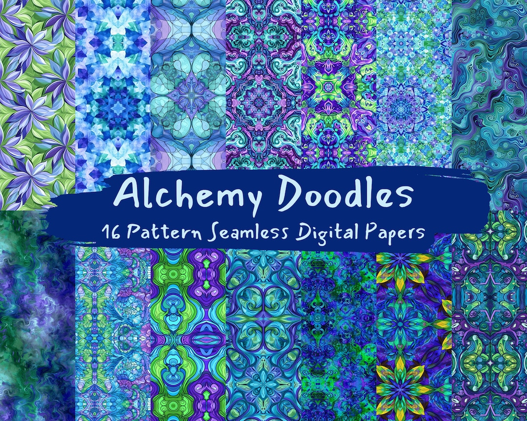 Alchemy Doodles Pattern Seamless Digital Papers - Printable Scrapbook ...