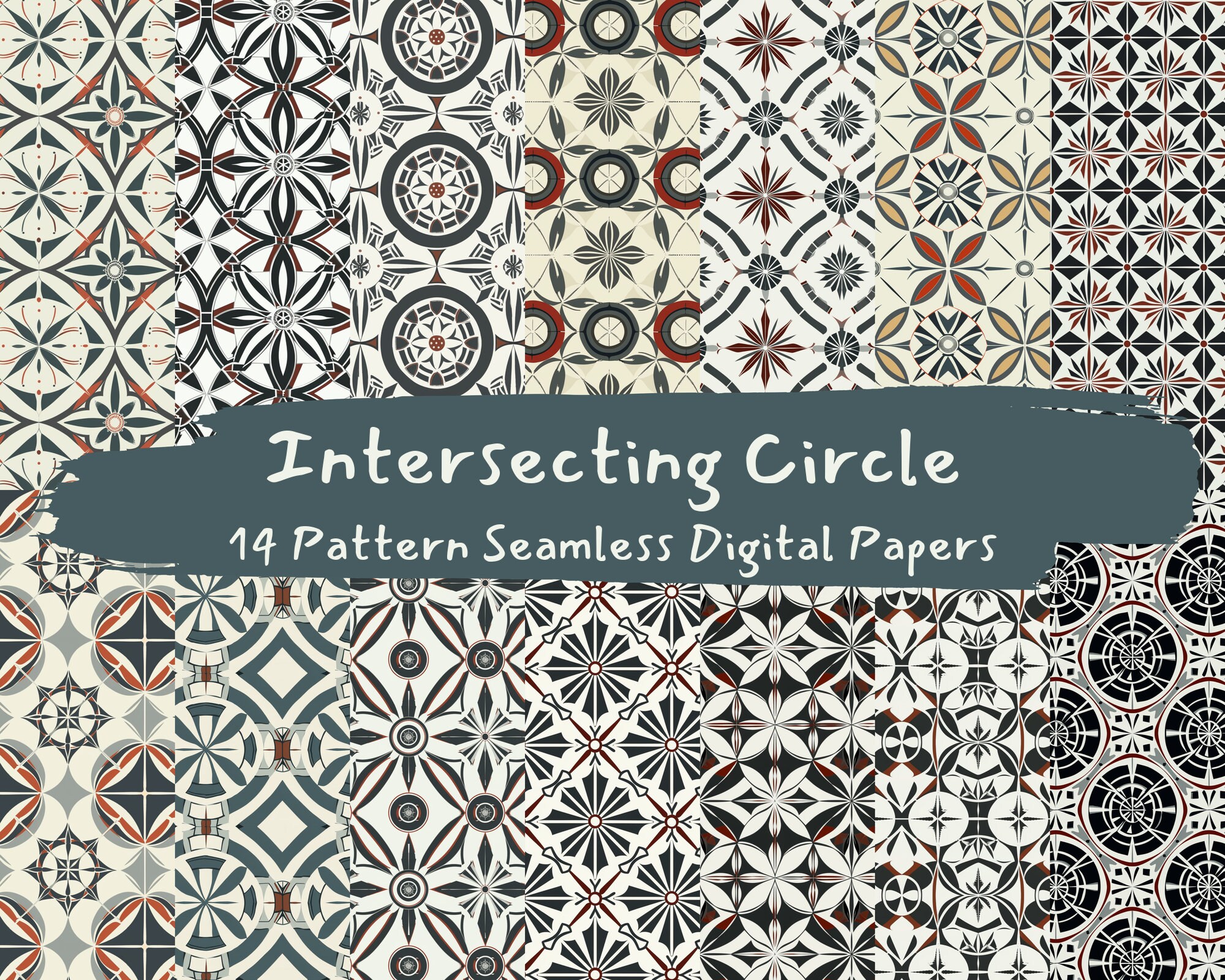 Intersecting Circle Pattern Seamless Digital Papers Printable Scrapbook ...