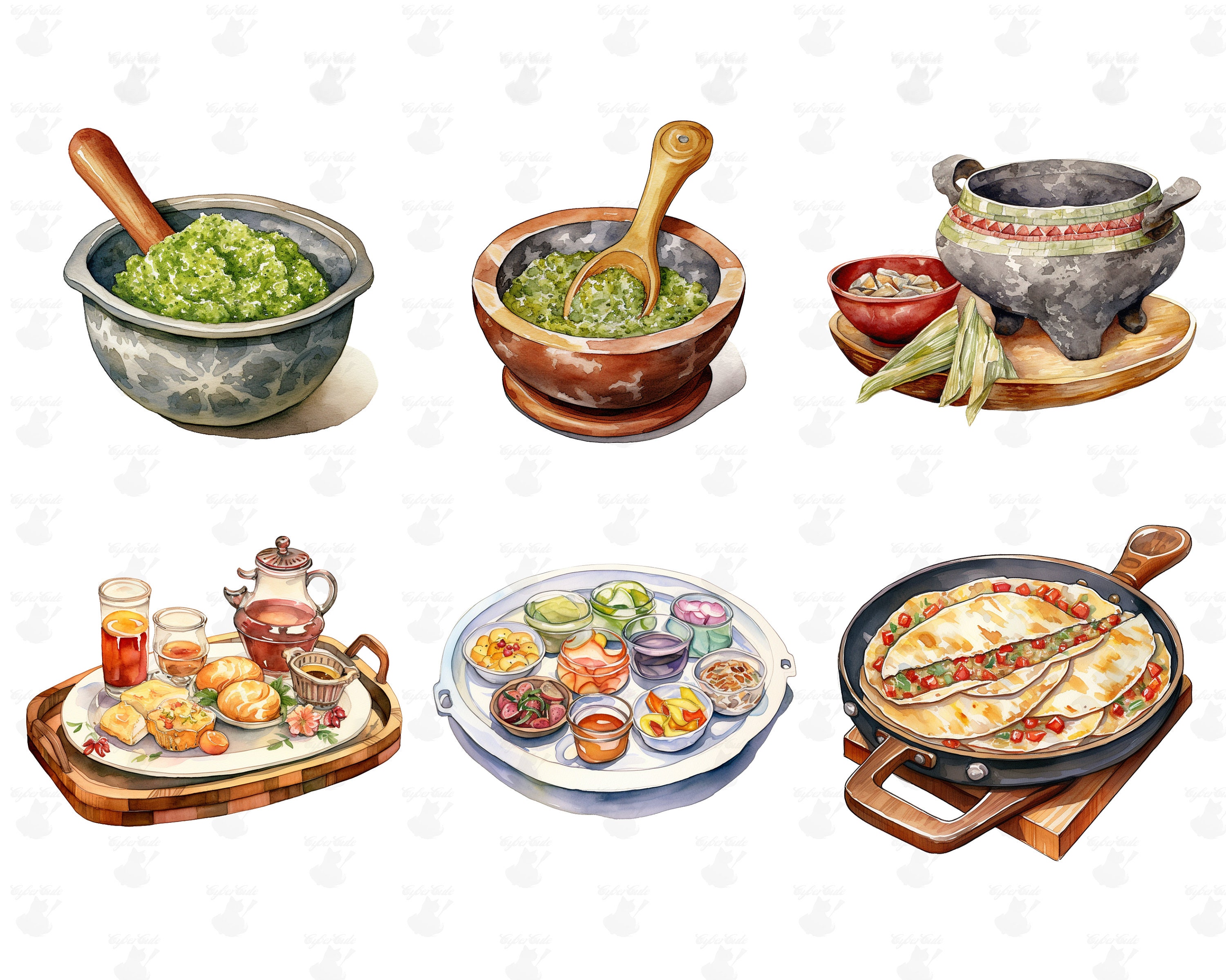 Mexican Cuisine Digital Printable Clipart Bundle in PNG Format ...