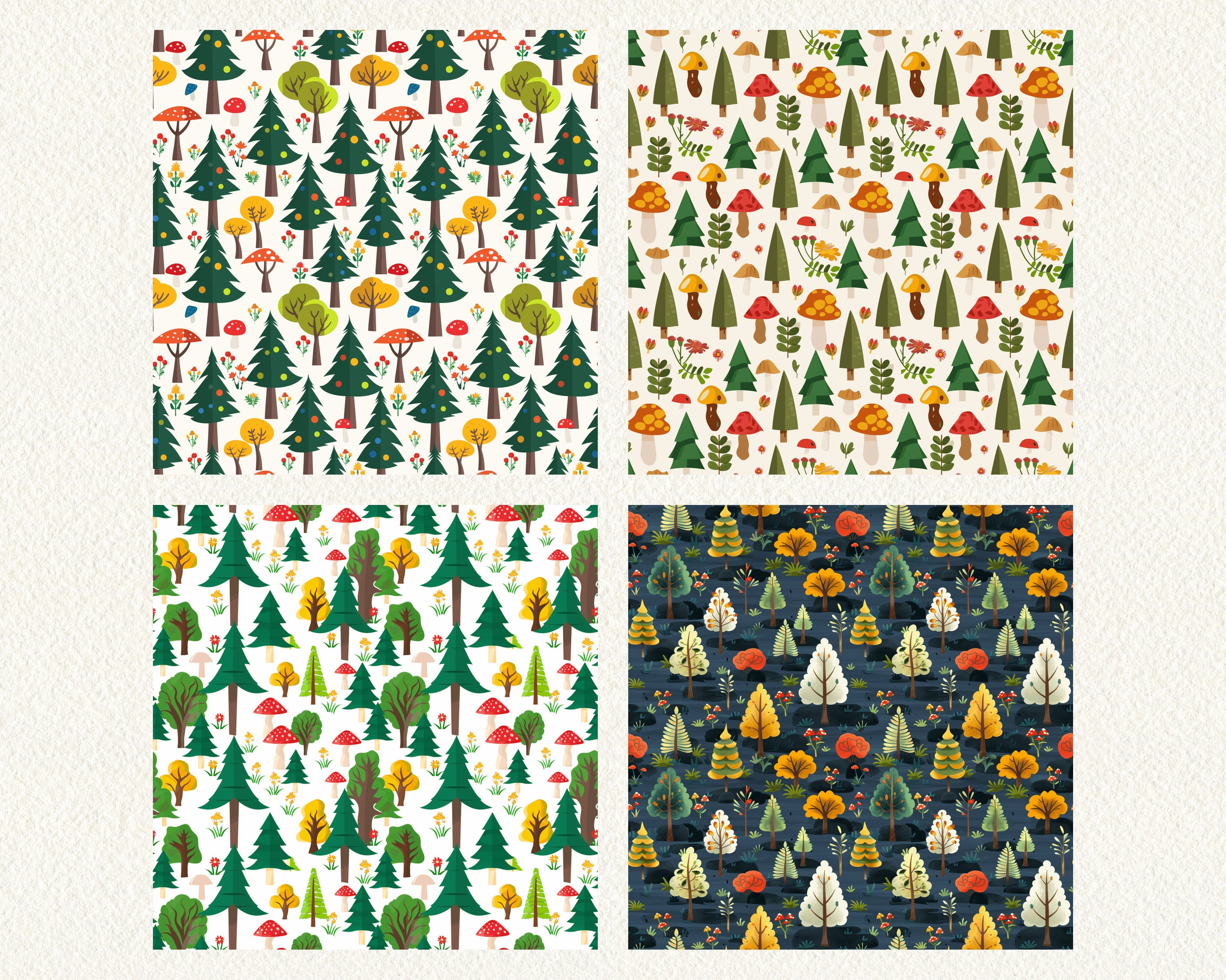 Forest Walk Pattern Seamless Digital Papers - Printable Scrapbook Paper ...