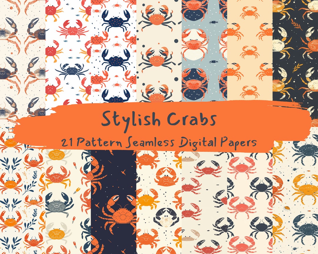 Stylish Crabs Pattern Seamless Digital Papers - Printable Scrapbook ...