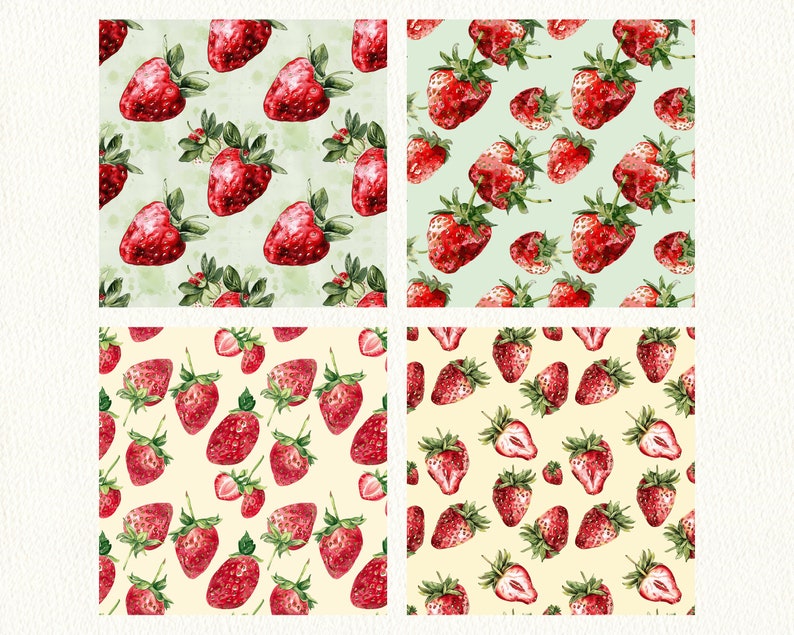 I Love Strawberry Pattern Seamless Digital Papers Printable Scrapbook ...