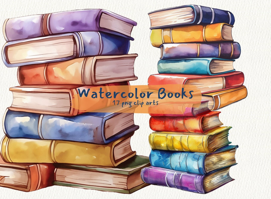 Watercolor Books Printable Clipart, Png Format, Transparent Background ...