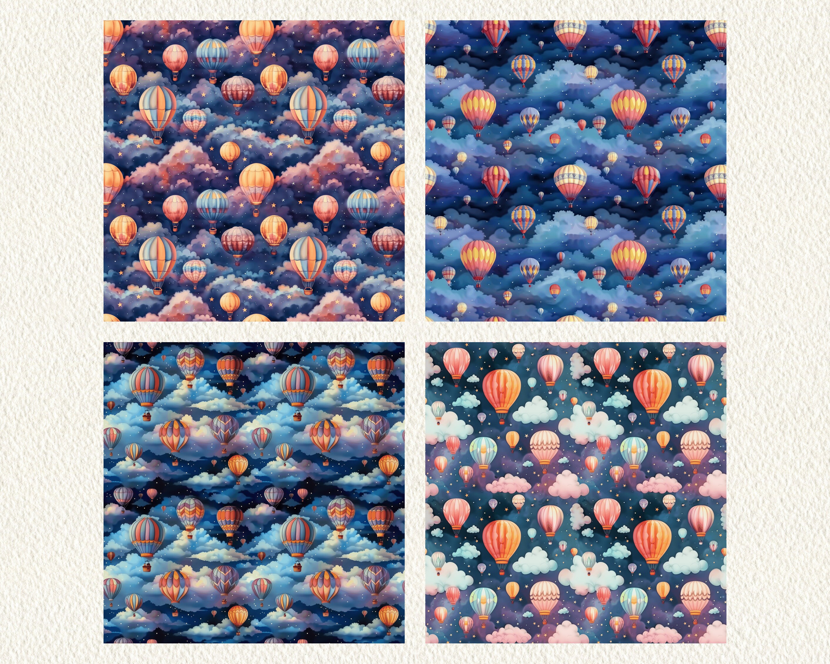 Hot Air Balloons Pattern Seamless Digital Papers Printable Scrapbook ...