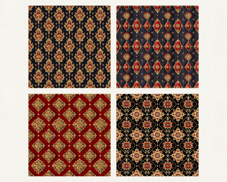 Traditional Thailand Pattern Seamless Digital Papers - Printable Scrapbook Paper Instant ...