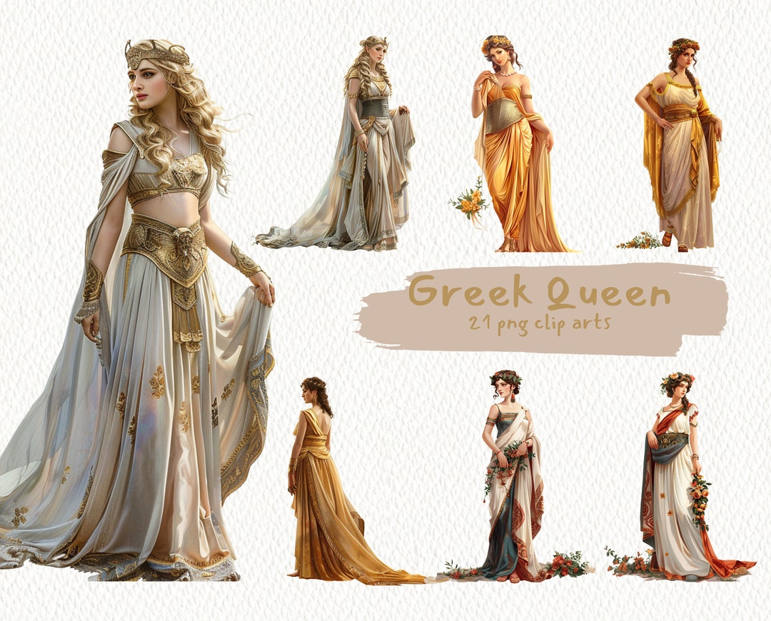 Greek Queen Digital Printable Clipart Bundle in PNG Format Transparent ...