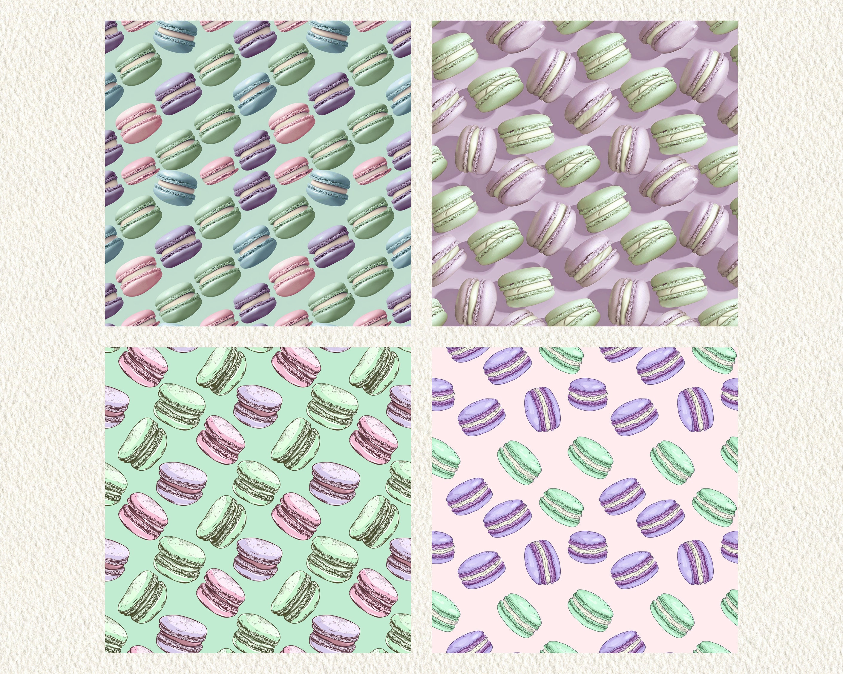 Pastel Macarons Pattern Seamless Digital Papers - Tile Patterns ...