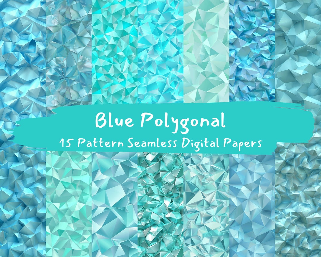 Blue Polygonal Pattern Seamless Digital Papers - Printable Scrapbook ...