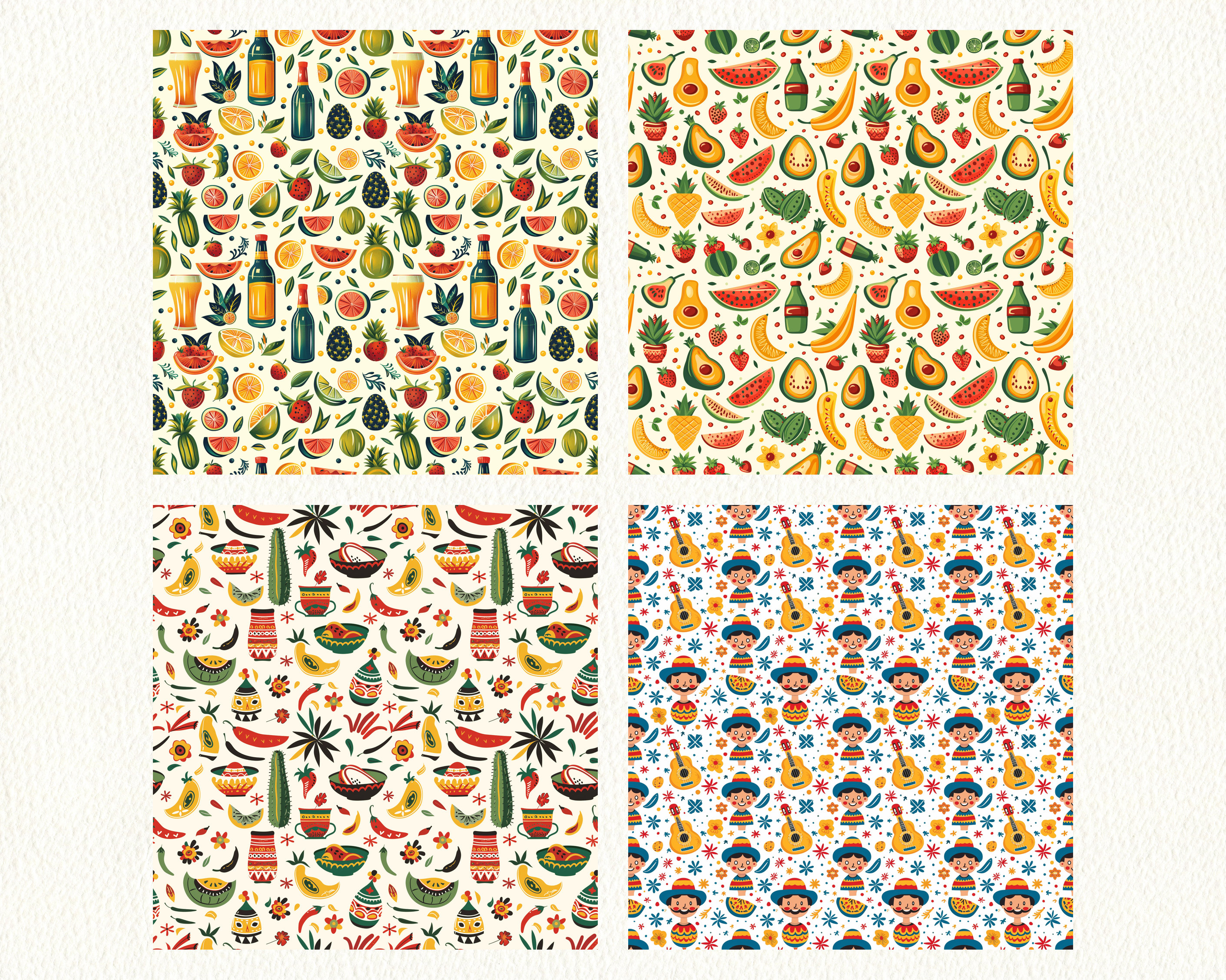 Cinco De Mayo Pattern Seamless Digital Papers - Printable Scrapbook ...