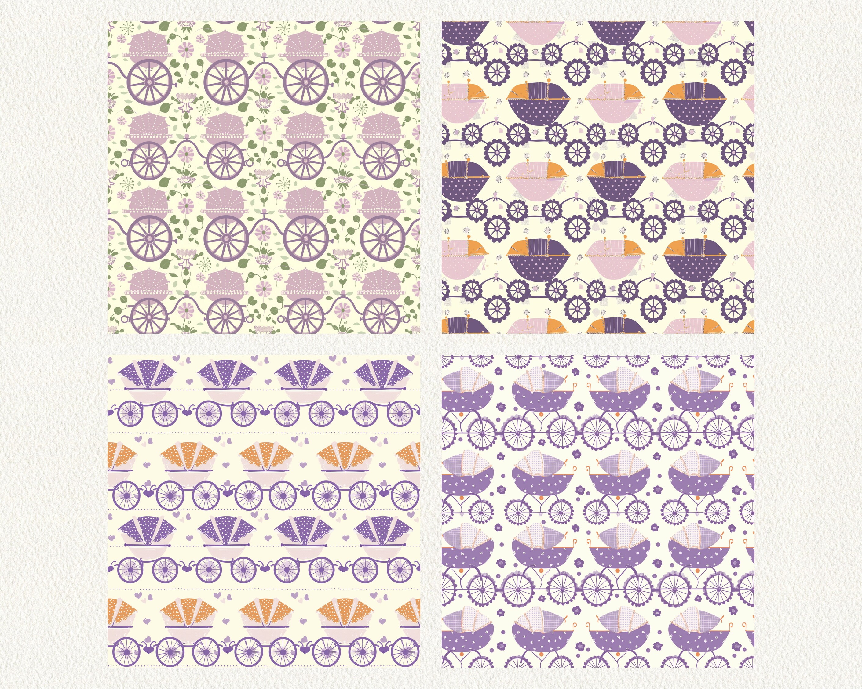 Baby Lauras Buggy Pattern Seamless Digital Papers - Printable Scrapbook ...