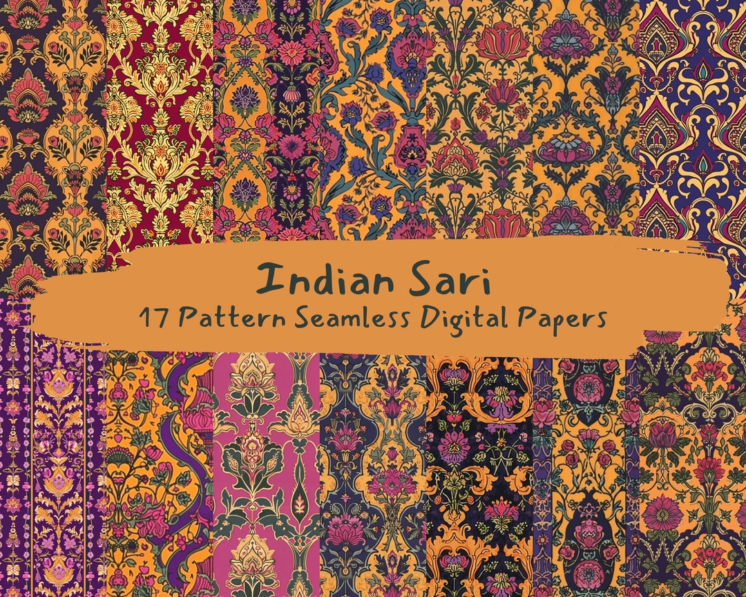 Indian Sari Pattern Seamless Digital Papers - Printable Scrapbook Paper ...