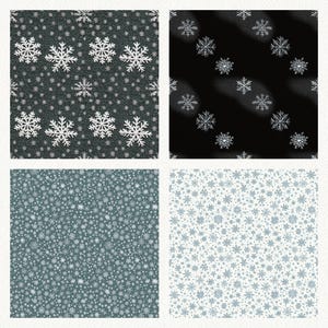 Snowflake on Snow Pattern Seamless Digital Papers - Printable Scrapbook ...