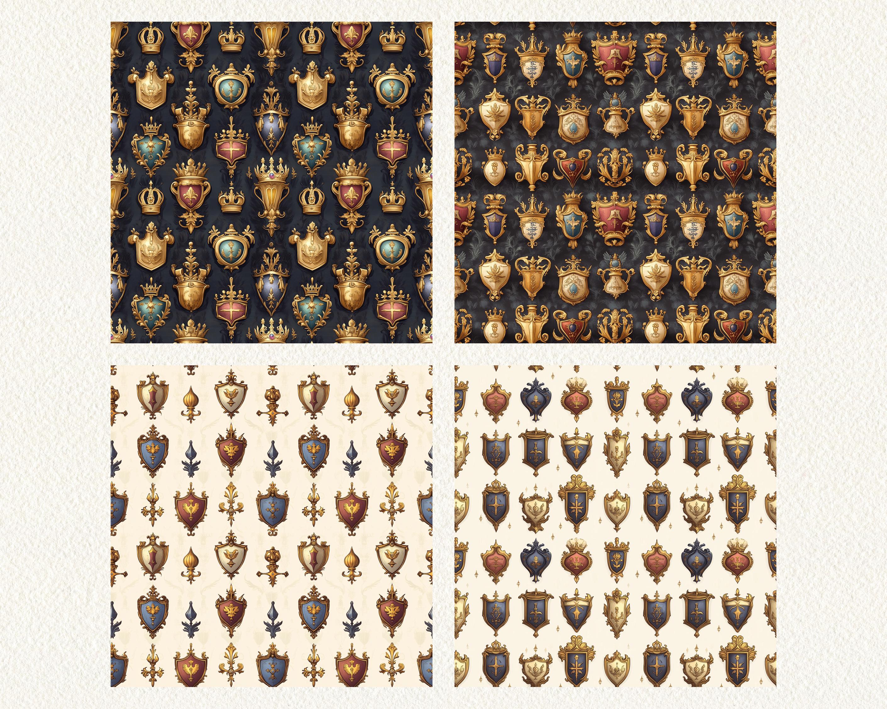 Fantasy Royal Crests Pattern Seamless Digital Papers - Printable ...
