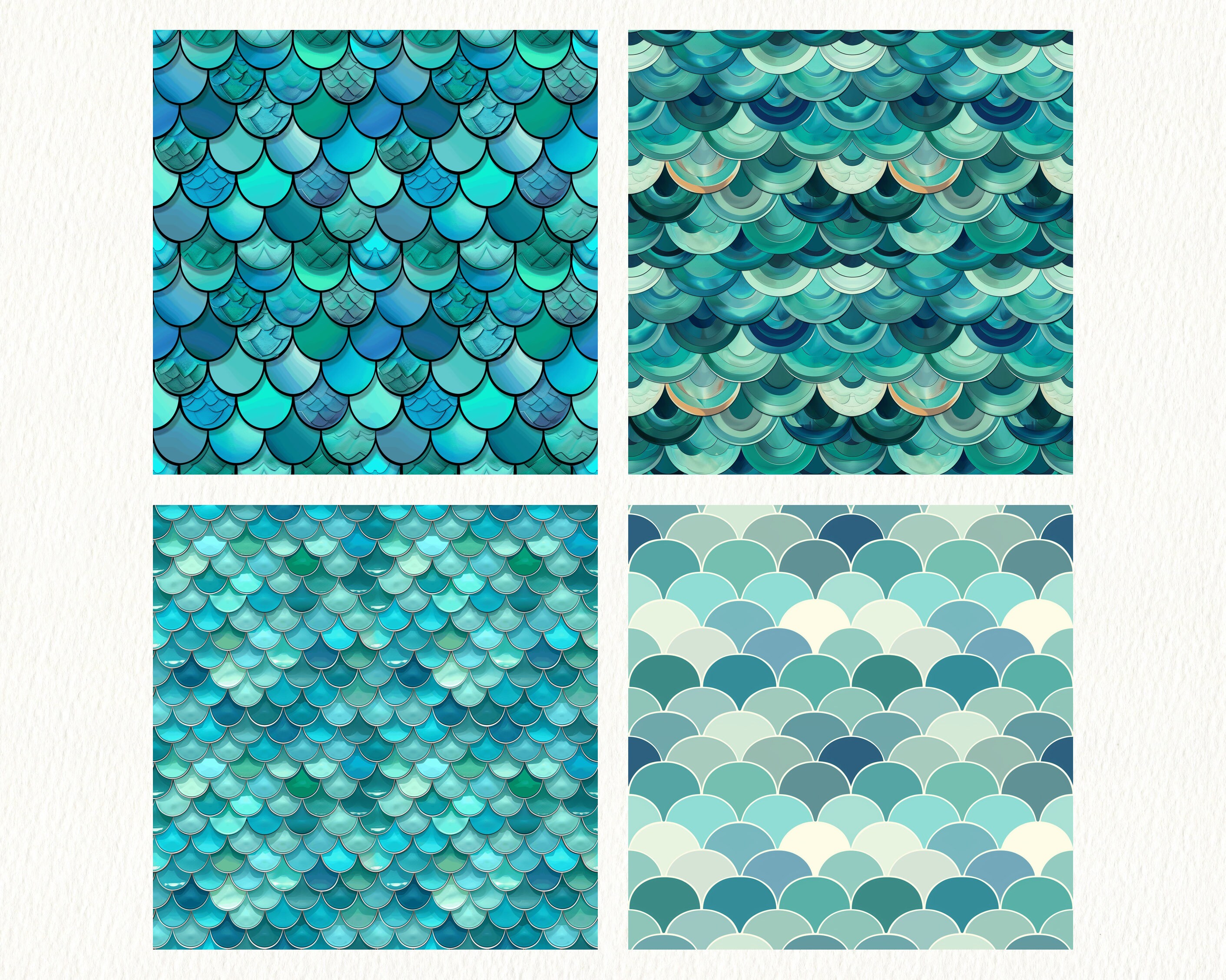 Turqoise Fishscale Pattern Seamless Digital Papers Printable Scrapbook ...