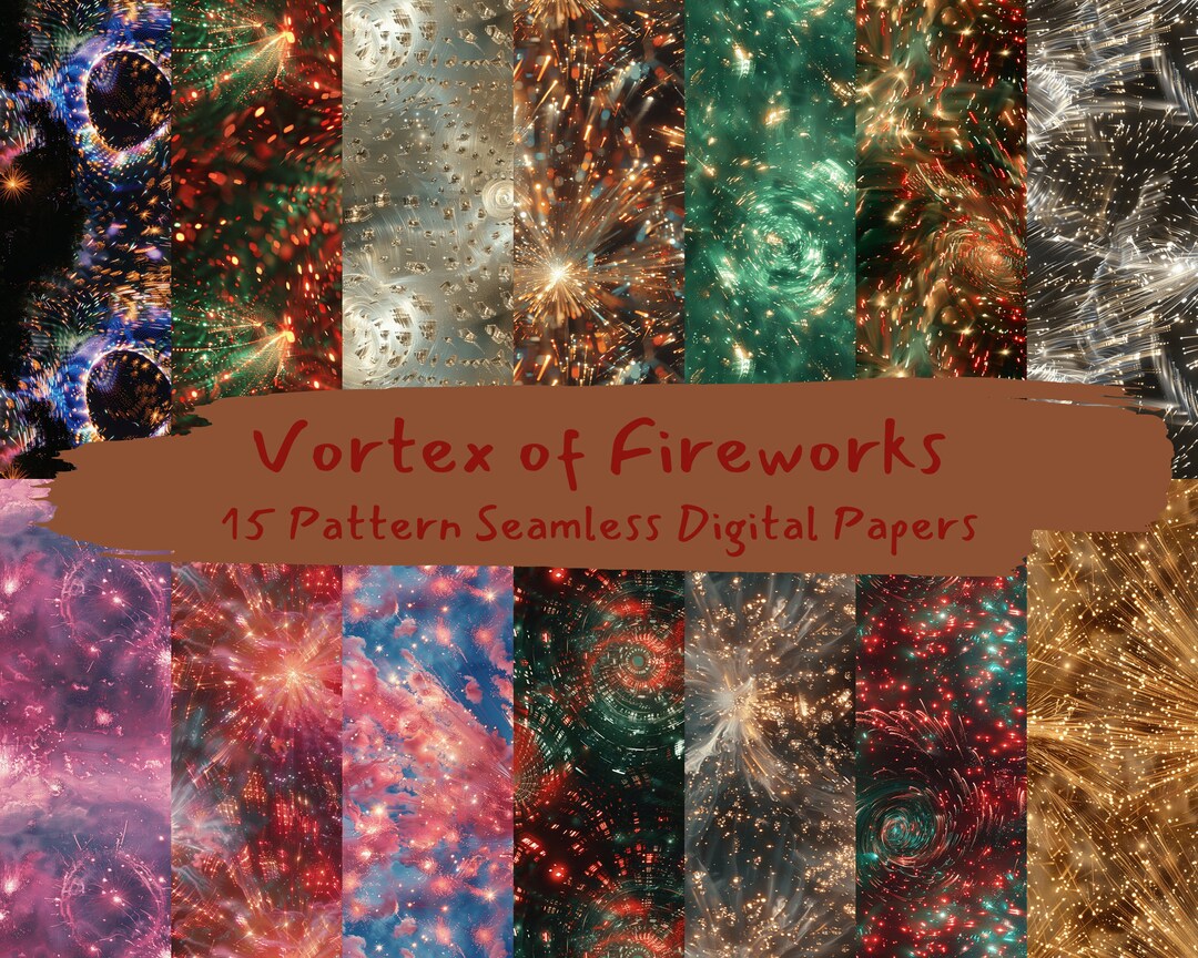 Vortex of Fireworks Pattern Seamless Digital Papers - Printable ...