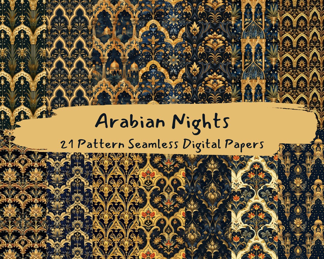 Arabian Nights Pattern Seamless Digital Papers - Printable Scrapbook ...
