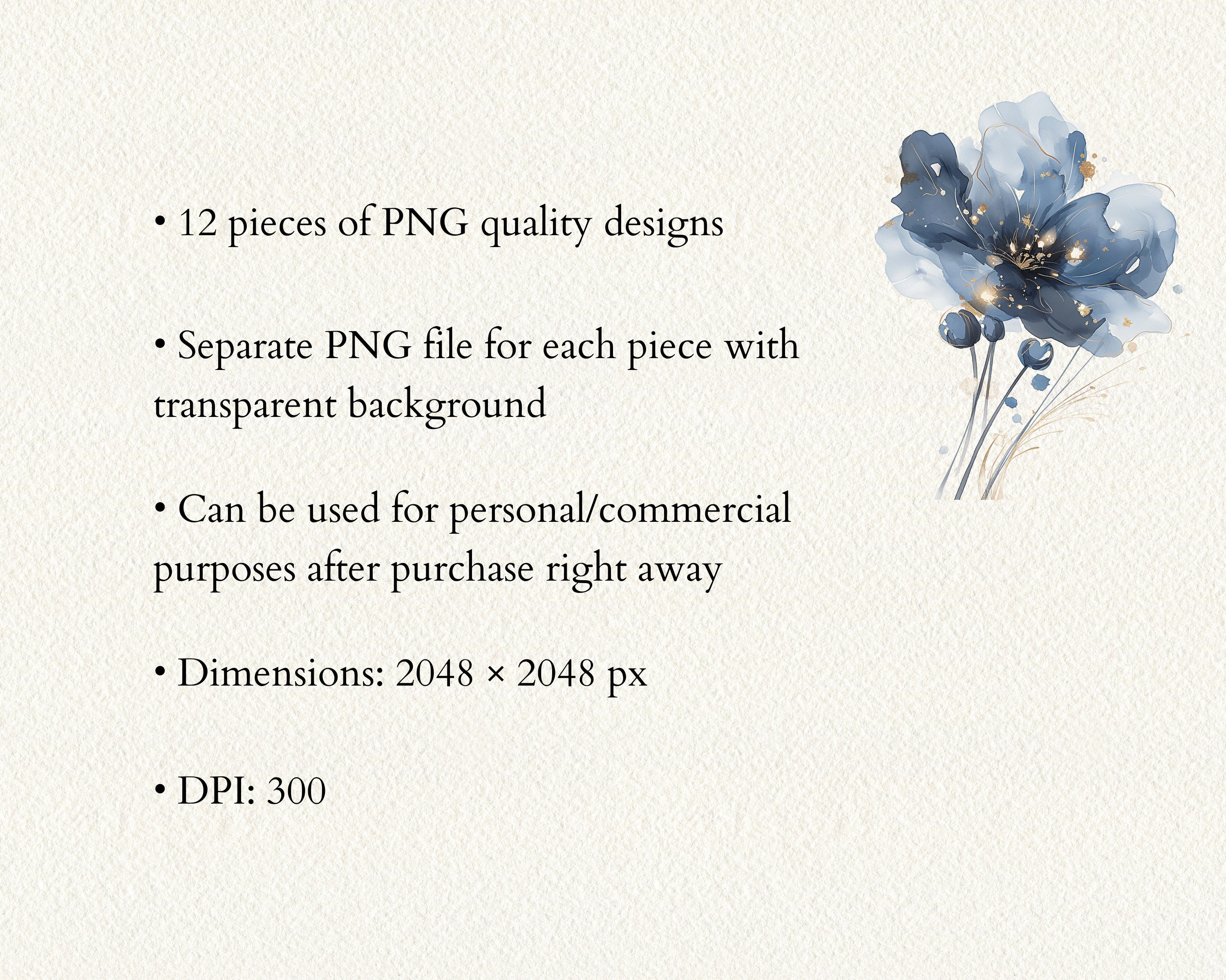 Blue Flowers Printable Clipart, Png Format, Transparent Background ...